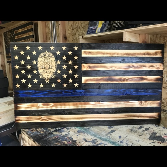 Other | Custom Police Flagssolid Wood Rustic Style Flags | Poshmark